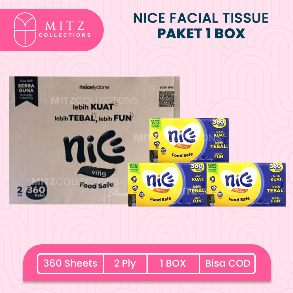 Jual 1 DUS Tisu Nice 180s Karton Box Tissue 2ply Facial Tissu Mitz ...