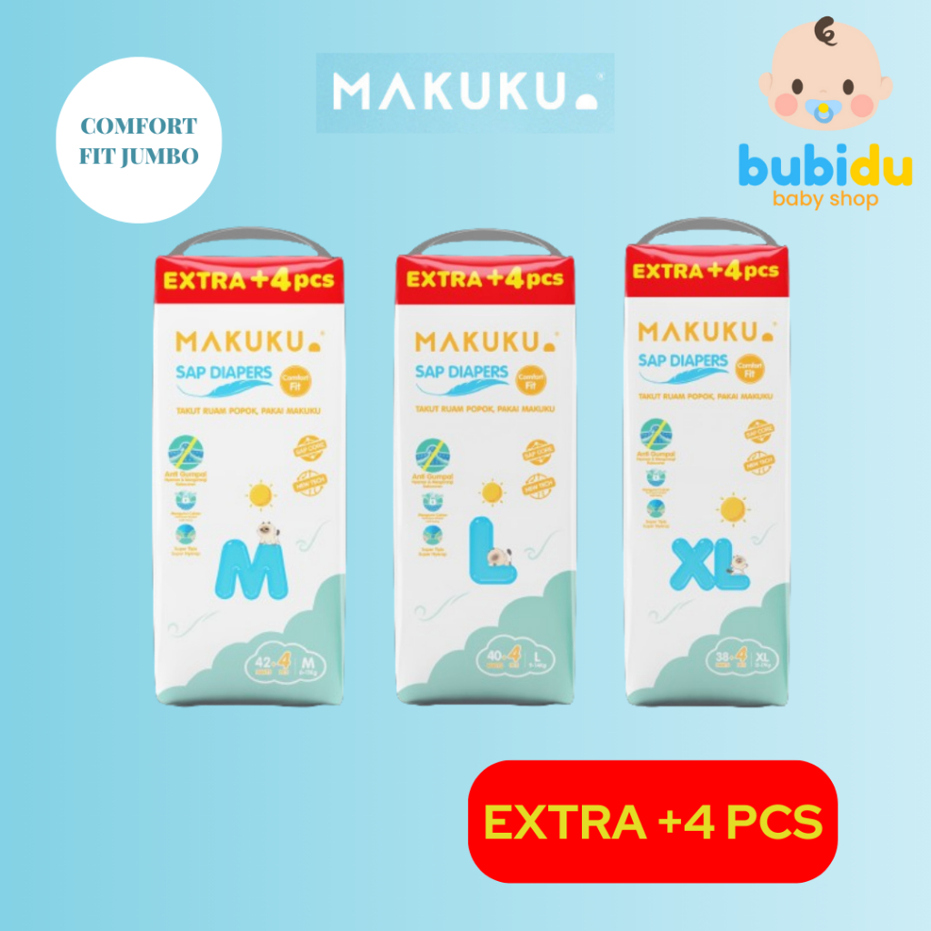 Jual MAKUKU SAP Diapers Comfort Fit JUMBO NB S M42 L40 XL38 | Pempers ...