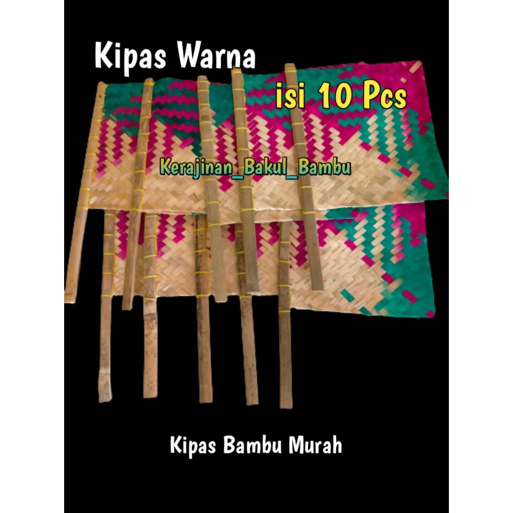 Jual Kipas warna isi 10 biji kipas anyaman bambu tradisional kipas ...