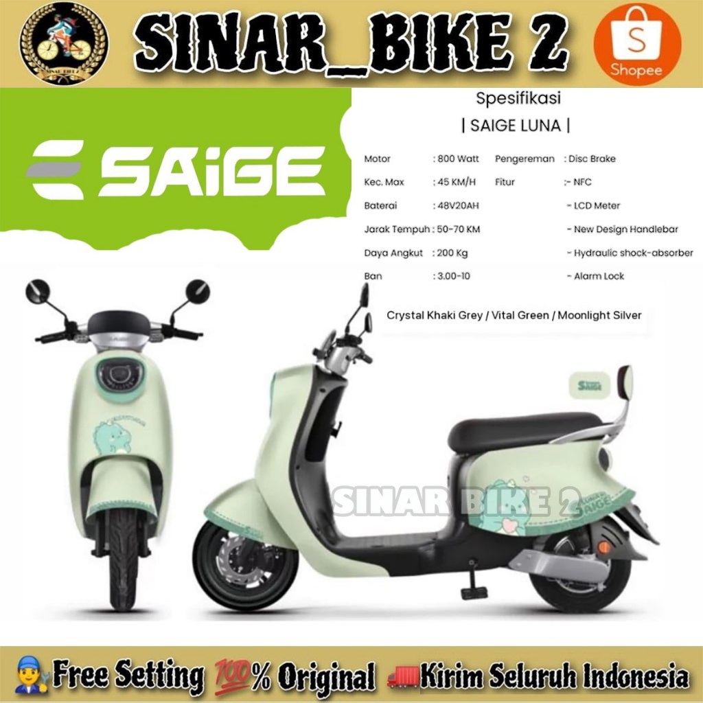 Jual Sepeda Listrik SAIGE LUNA 800 Watt Electric E Bike 48V 20AH ...