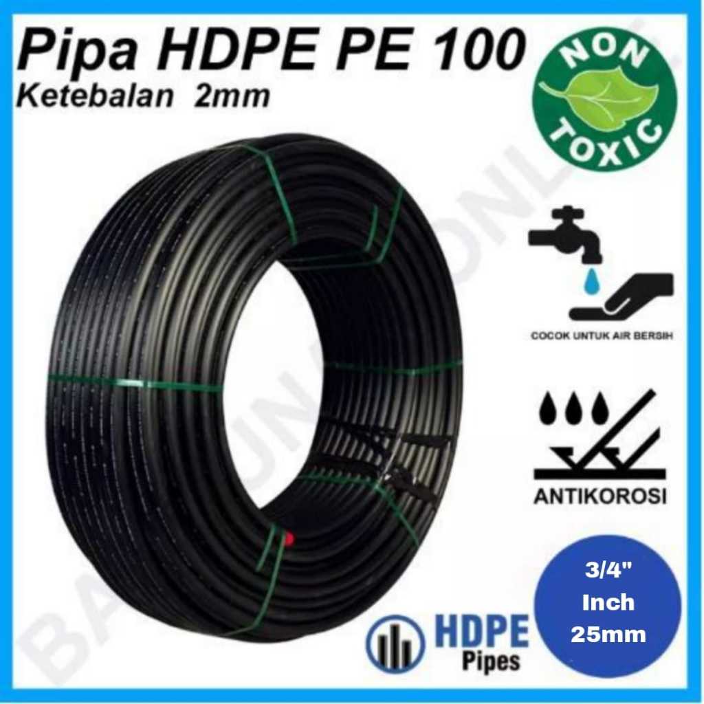 Jual Pipa HDPE 3/4" inch PN 12,5 25mm Hitam Rol 50m | Shopee Indonesia