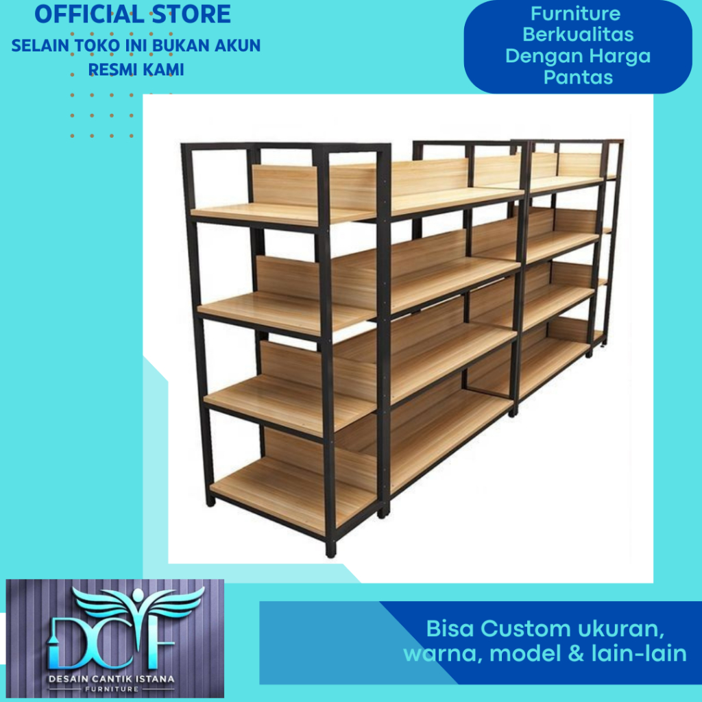 Jual 1 Set Rak Warung Toko Sembako Kayu Besi Minimalis 4 Rak | Shopee ...