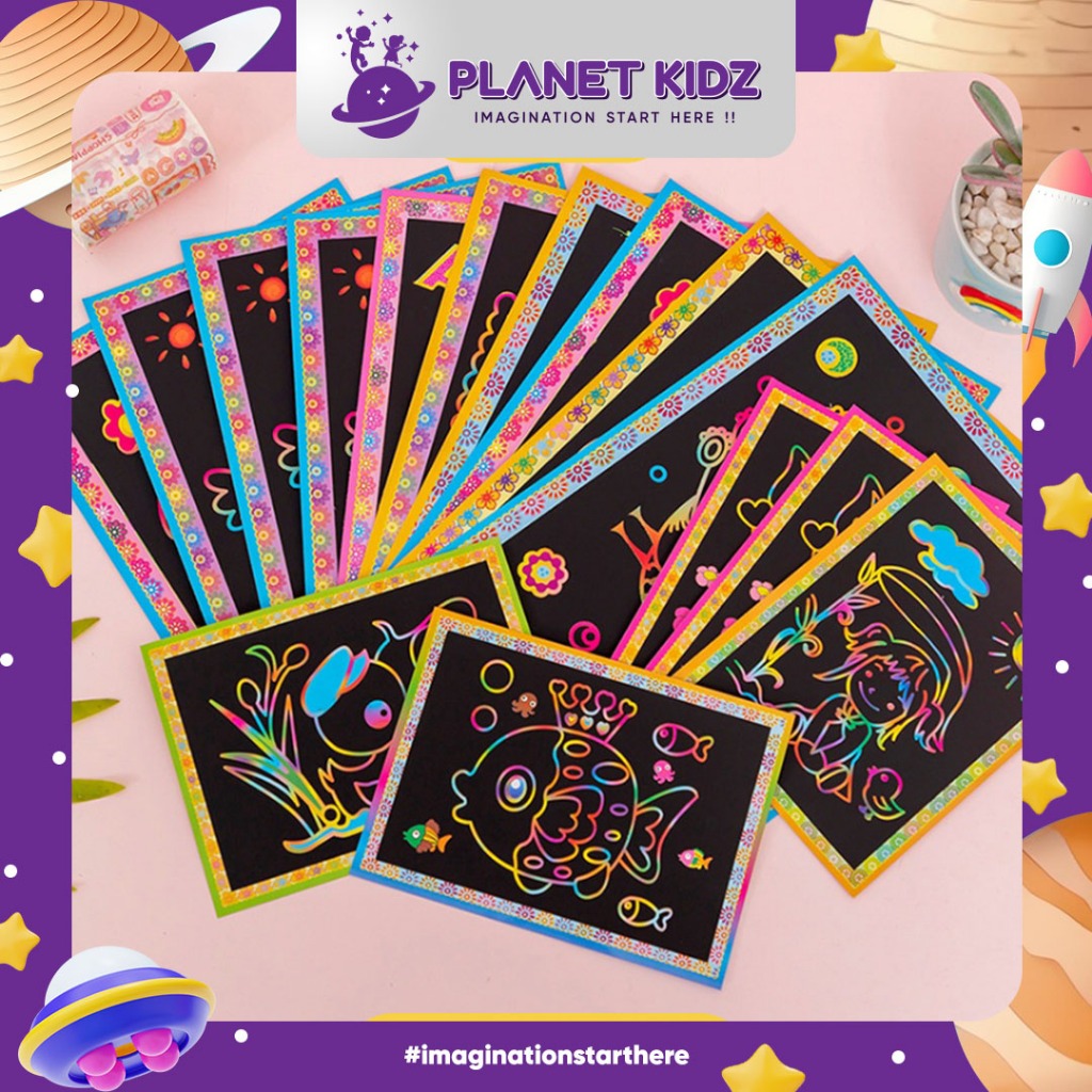 Jual PLANETKIDZ FK215 Magic scratch color Kertas gambar gosok Mewarnai ...