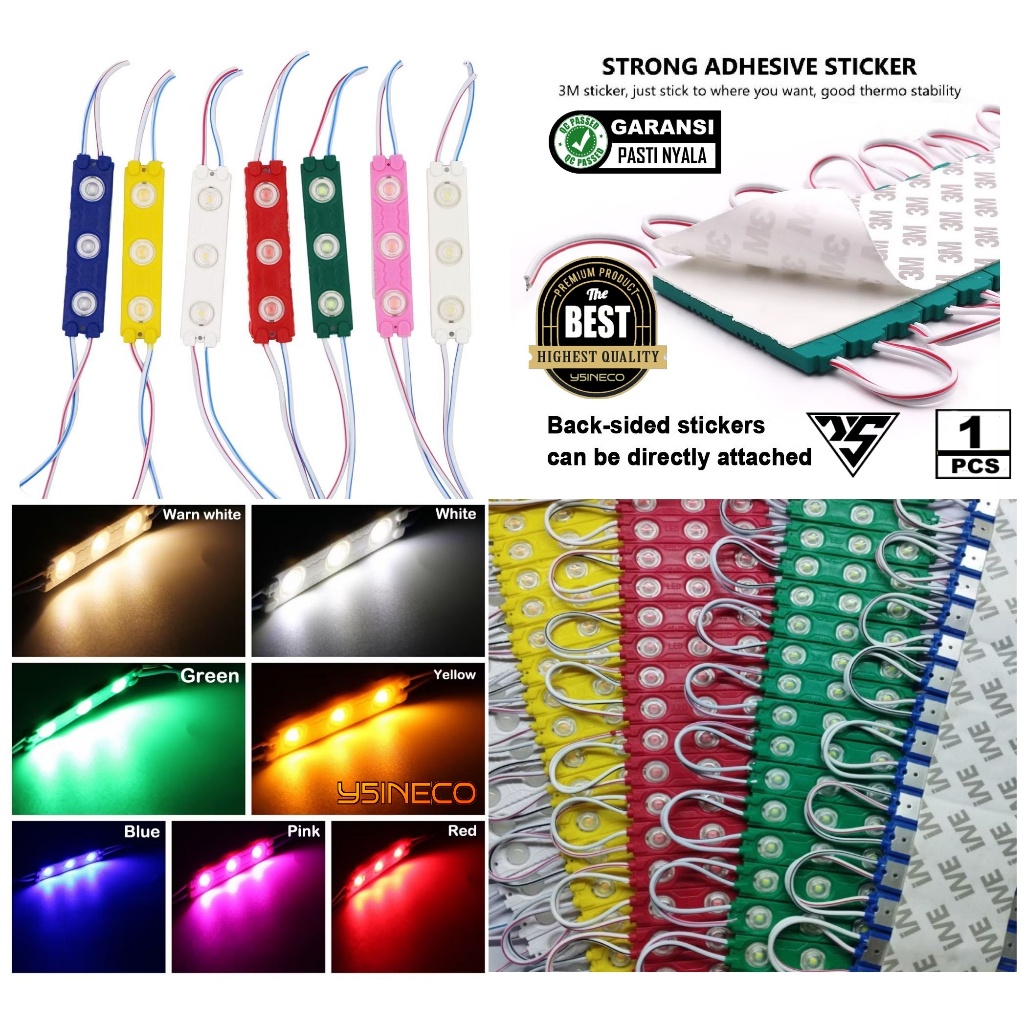 Jual Lampu LED strip modul SMD 3 mata 5730 injection 12 VOLT | Shopee Indonesia