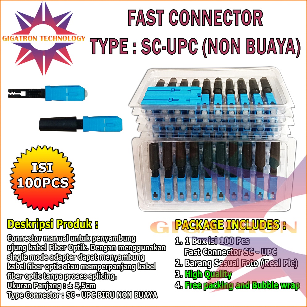 Jual KODE O7F8 1Box1Pcs Fast Connector SC UPC Non Buaya Fiber Optik ...