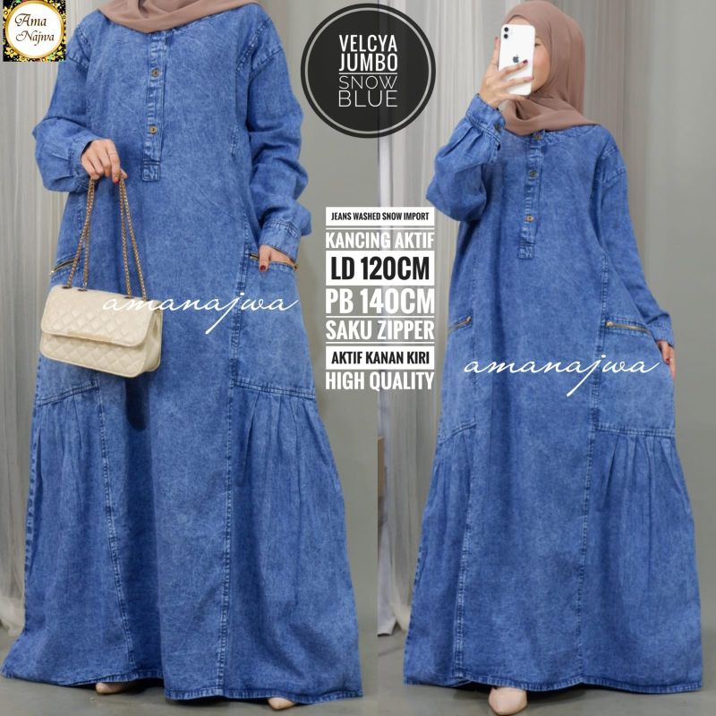 Jual NEW !! PASEO // RATU // VELCYA JUMBO DRESS JEANS SUPER NYAMAN ORI ...