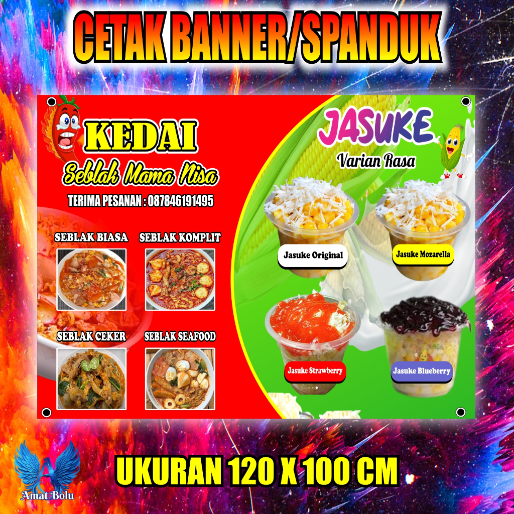 Jual Cetak Banner Cetak Spanduk KEDAI SEBLAK DAN JASUKE NEW UKURAN ...