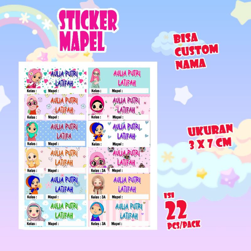 Jual Sticker Mapel/label buku pelajaran sekolah bisa custom nama ...