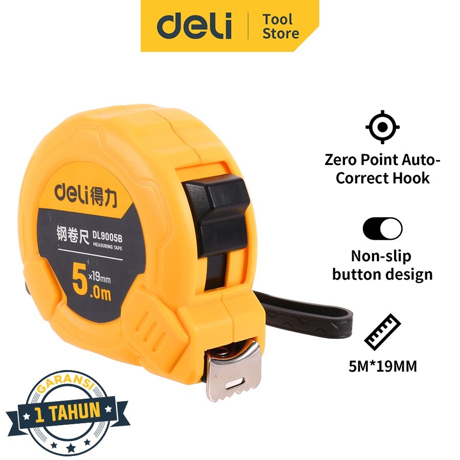 Jual Deli Tape Measure / Meteran 2 - 10 m Elastis Pengunci Manual Besi ...