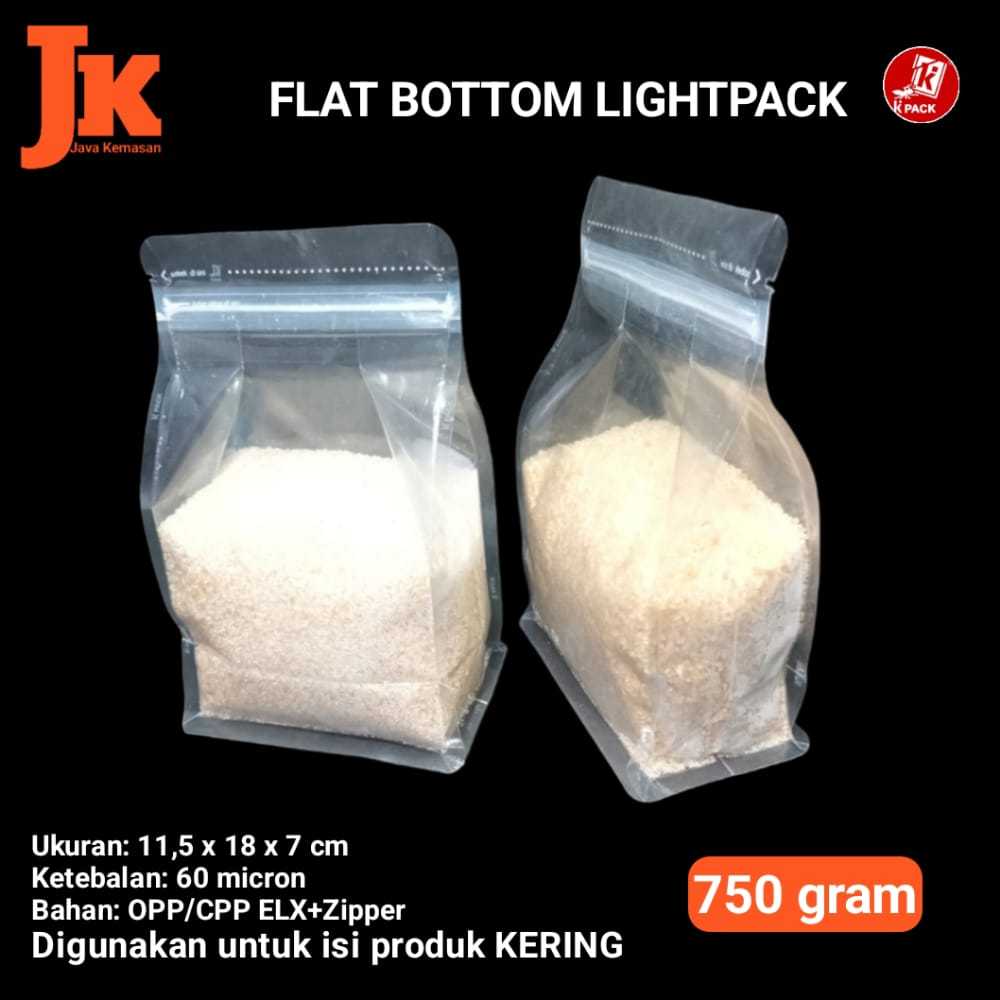 Jual KPACK 750Z FLATBOTTOM LIGHTPACK 750Z KEMASAN GUSSET BENING TRANSPARAN KOPI SNACK BUBUK 750G ...