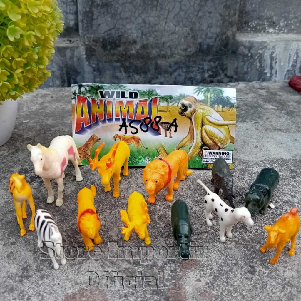 Jual Mainan Anak Mini Zoo Wild Animal A588 A Isi 12 Pcs Hewan | Mainan ...