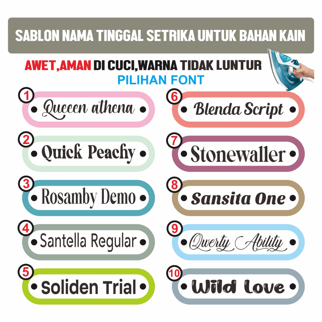 Jual Sablon Stiker Label Nama/Sablon Nama Setrika New Untuk Anak-anak ...