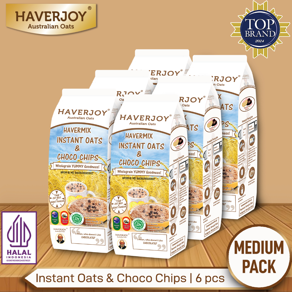 Jual Haverjoy Medium Pack Instant Oats & Choco Chips 1kg - 6 pcs ...