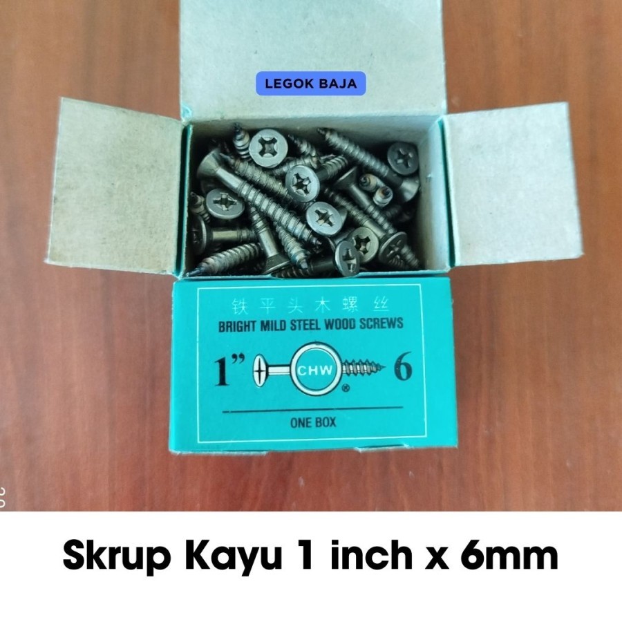 Jual Skrup Baut Kayu Drywall Lemari CHW Wood Screw 1 inch x 6mm ...