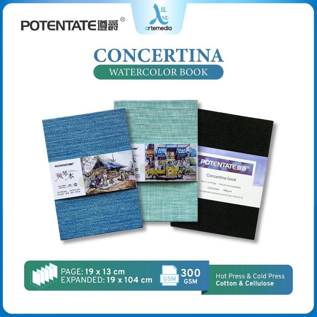 Jual Potentate Concertina Cotton Watercolor Paper Journal Book Fold ...