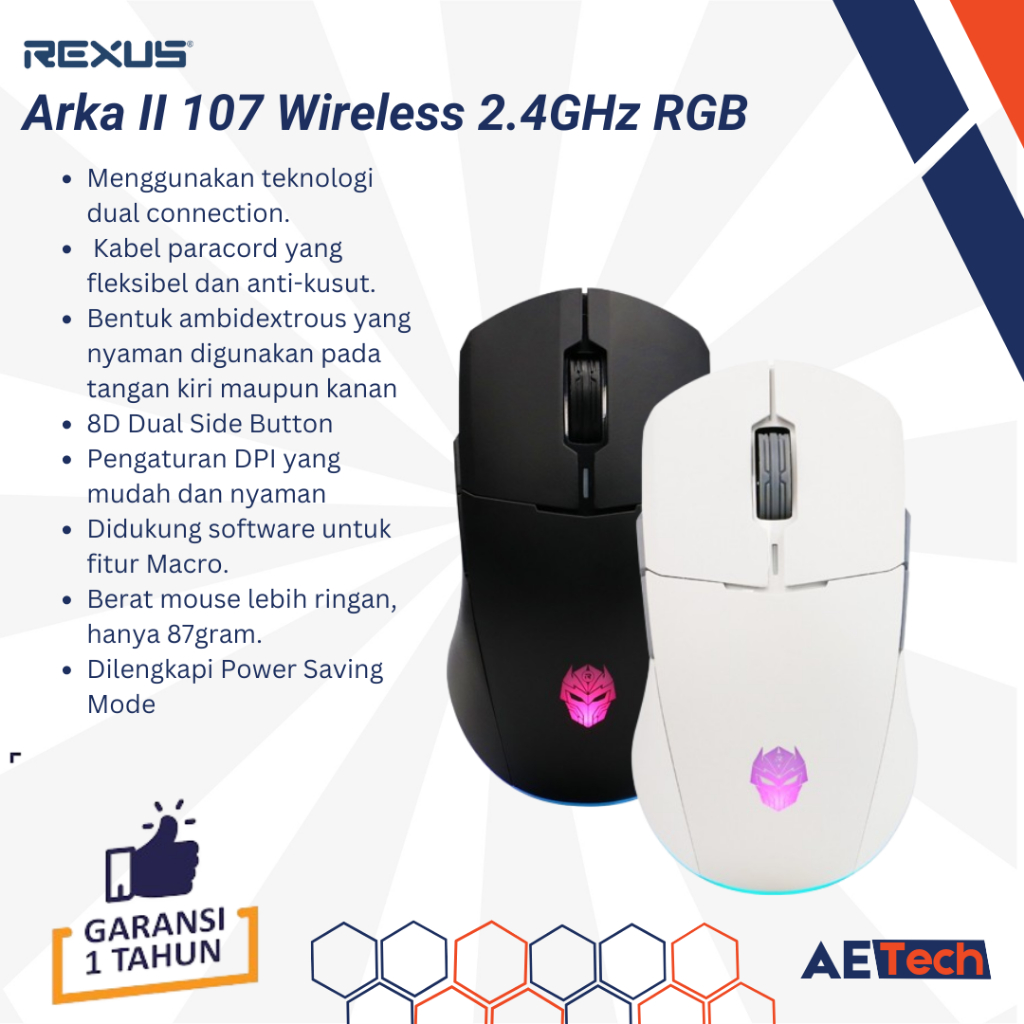 Jual Rexus Arka II 107 Wireless 2.4GHz RGB Dual Connection - Gaming ...