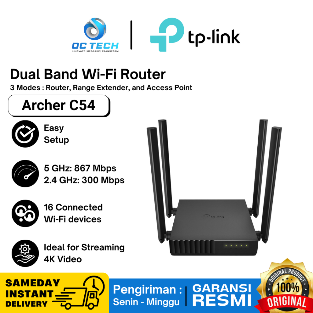 Jual Tp-Link Archer C54 AC1200 Dual-Band Wi-Fi Router TpLink Archer C ...