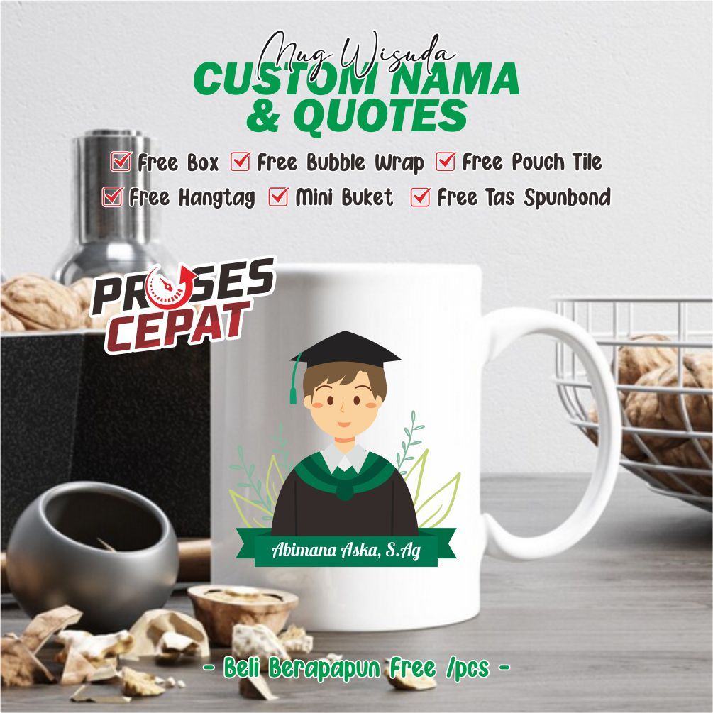 Jual Mug Wisuda Custom Nama Hadiah Unik Murah Graduation Inisial ...
