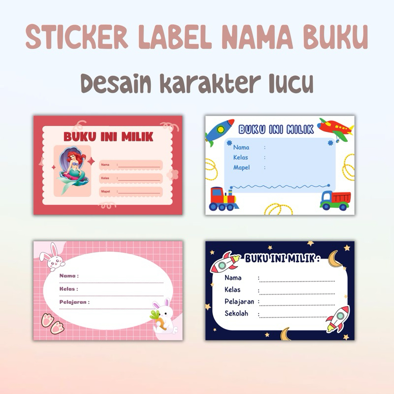 Jual STICKER LABEL BUKU PELAJARAN KARAKTER LUCU | Shopee Indonesia