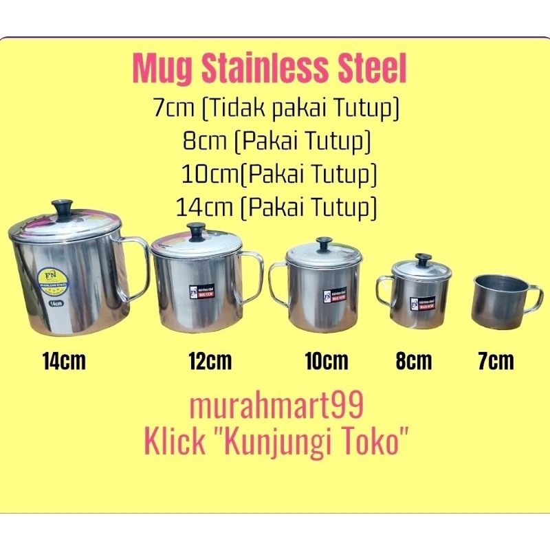 Jual MUG STAINLESS STEEL 8CM, 10CM, 12CM, 14CM (1PCS) | Shopee Indonesia
