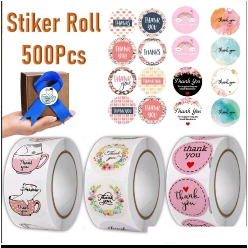 Jual SMS Sticker Thank You Roll Isi 500Pcs Self Adhesive Seal Label ...