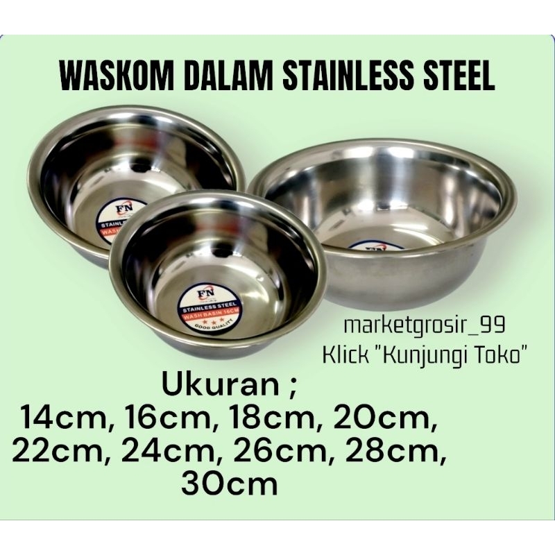 Jual WASKOM DALAM STAINLESS 16,18,26 & 30cm Produk Fn (1pcs) | Shopee ...