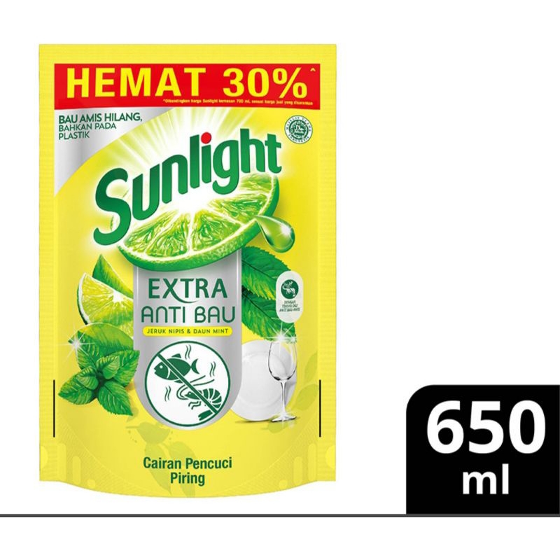 Jual Sunlight Extra Anti Bau Sabun Cuci Piring Jeruk & Daun Mint Refill ...