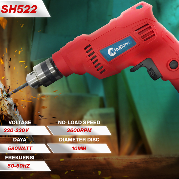 Jual Mesin bor listrik 10mm besi kayu Electric Drill Bor bolak balik | Shopee Indonesia