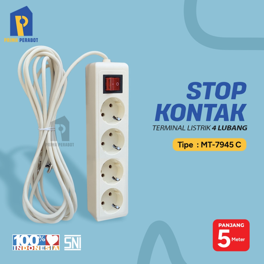Jual Stop Kontak Putih Terminal Listrik 4 lubang 5 Meter Mikotek ...