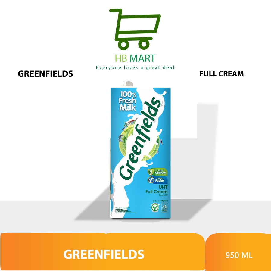 Jual GREEN FIELDS UHT FULL CREAM MILK 950 ML / [ Susu UHT ] Greenfields ...