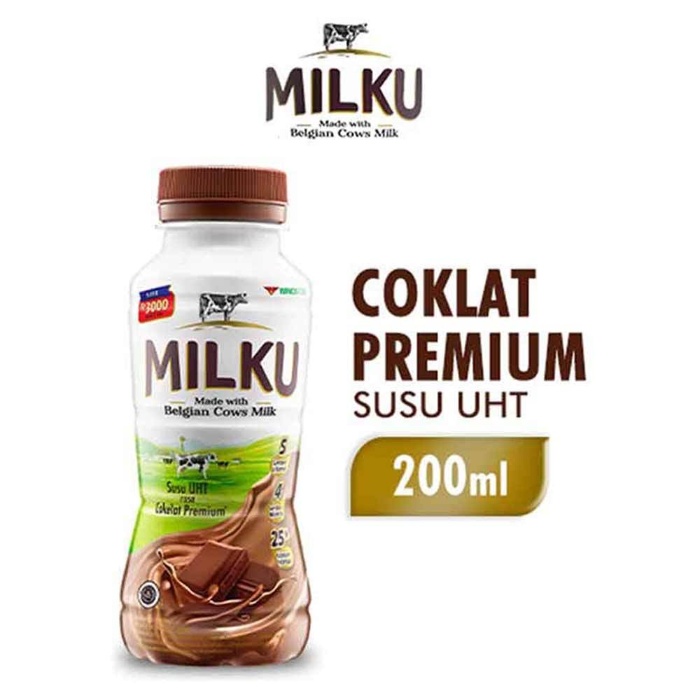Jual Milku Susu Uht Cokelat 200ml botol susu millku coklat 200ml 1pcs ...