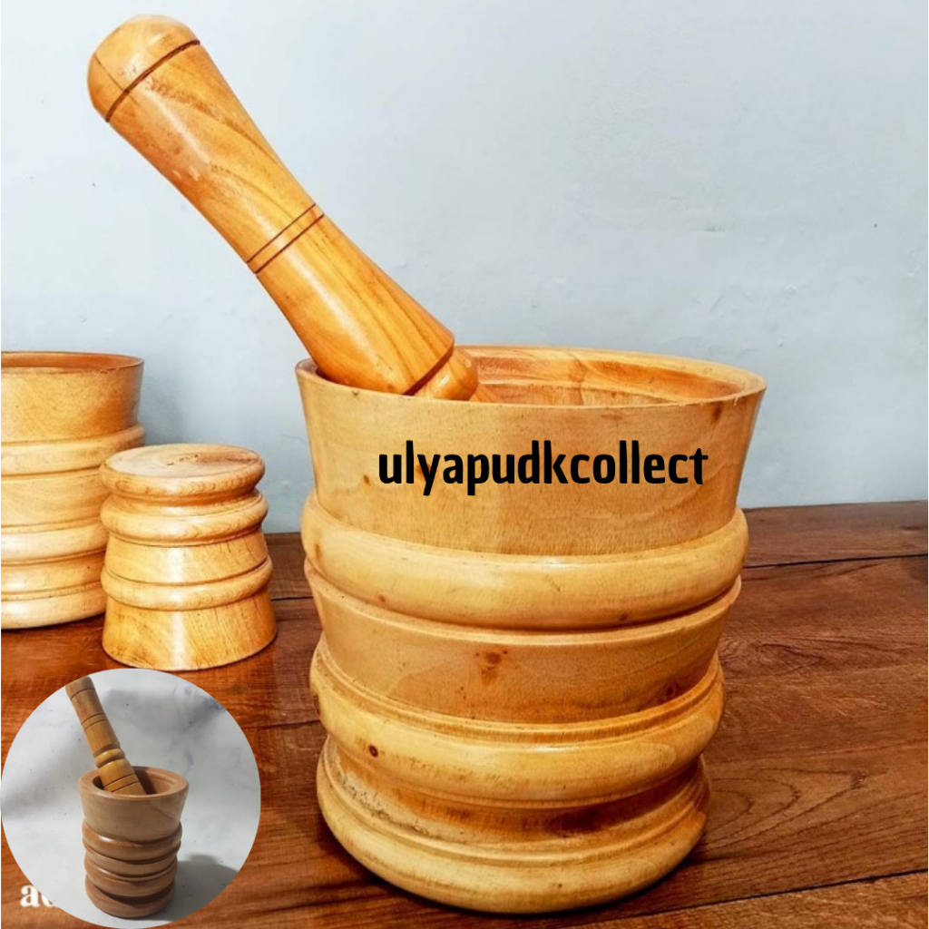 Jual Lumpang Kayu Mahoni Set Alu + Tumbukan / Lumpang Kayu Kecil ...