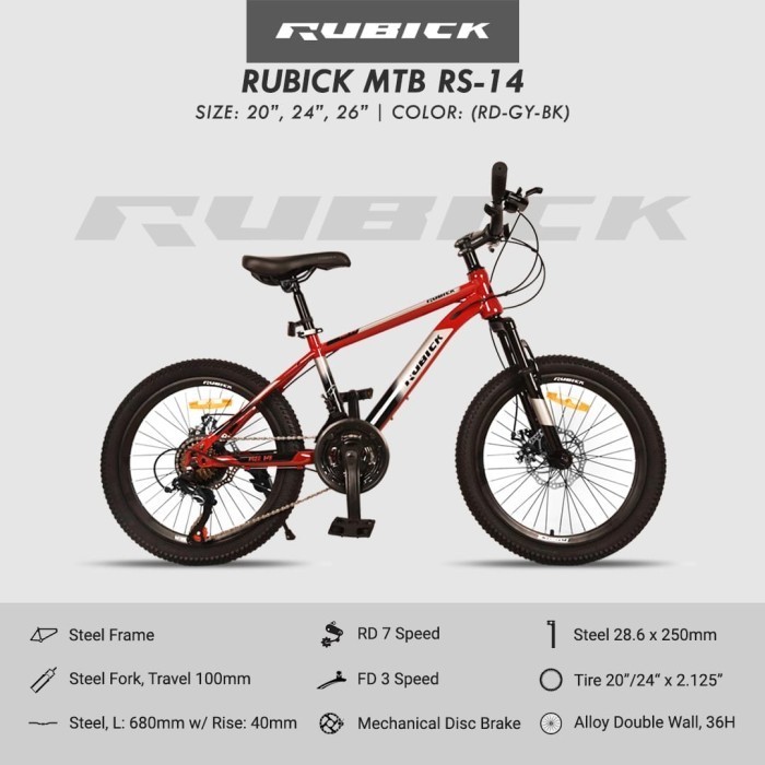 Jual Sepeda gunung 20 24 26 inch mtb dewasa dan anak rubick by united ...