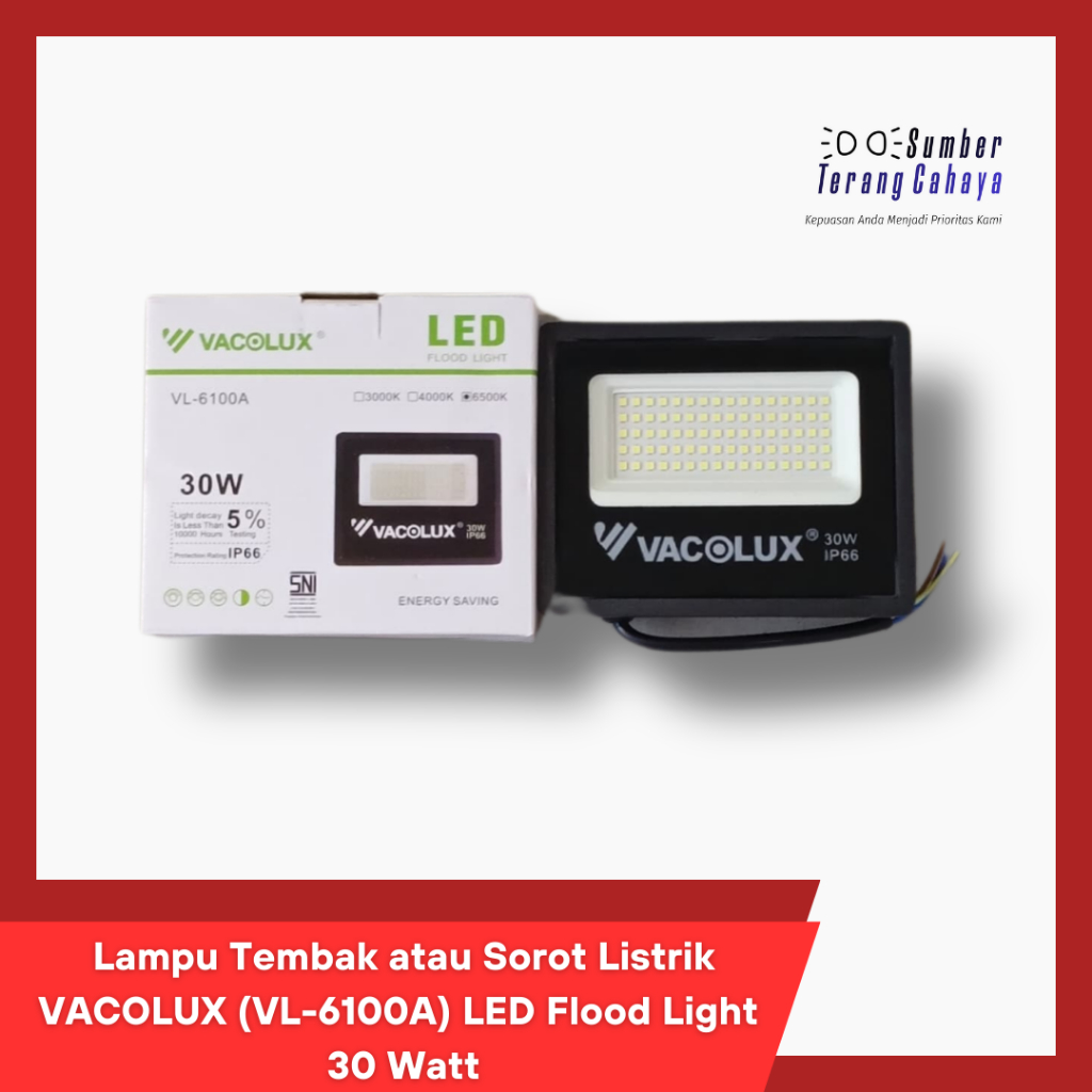 Jual Lampu Tembak atau Sorot Listrik VACOLUX (VL-6100A) LED Flood Light ...