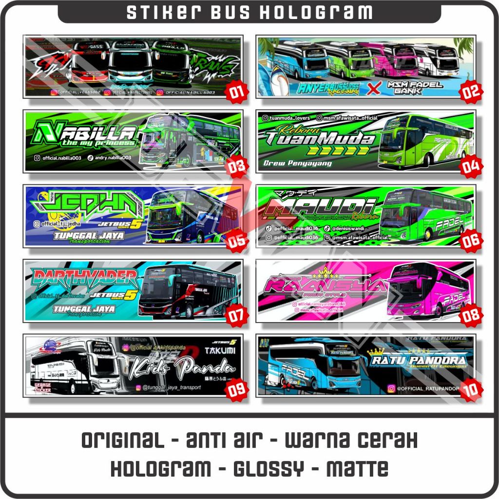 Jual stiker bus hologram isi 80/60/40/20/10 | original anti air jedha ...