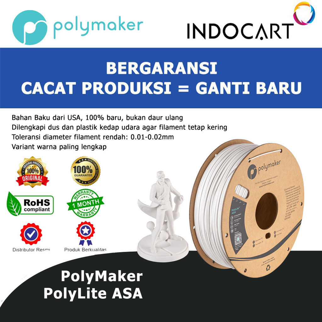 Jual 3D Printer FILAMENT PolyMaker PolyLite ASA 1.75mm 1kg | Shopee ...