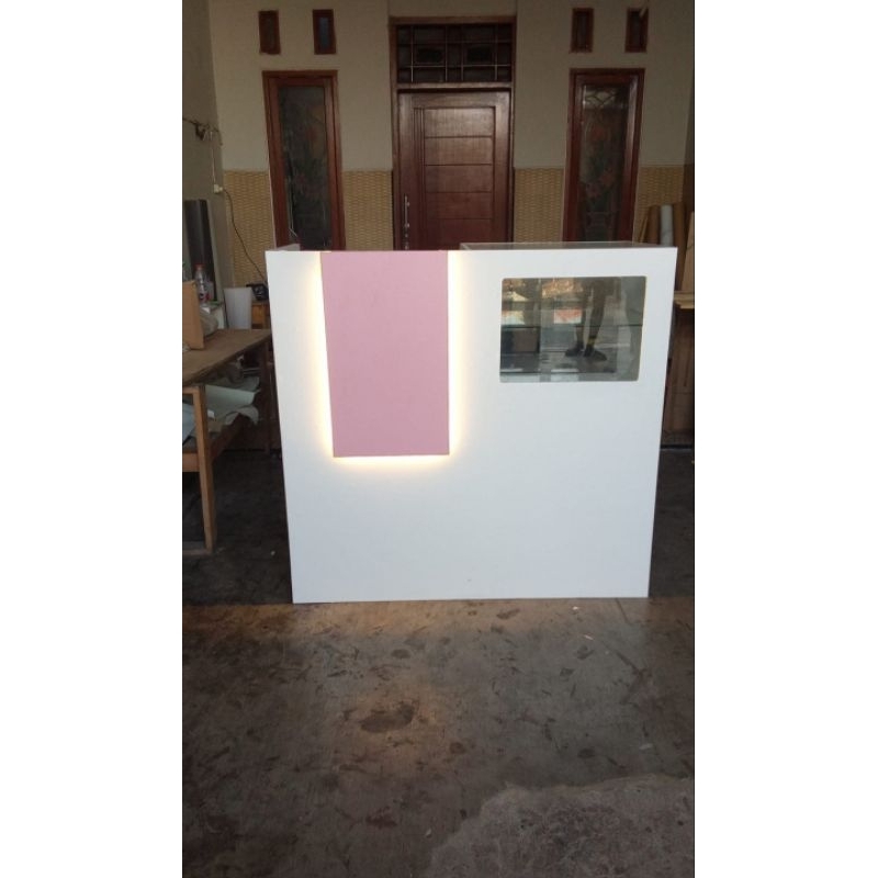 Jual meja kasir motif pink + lampu led | 115x50x110 | Shopee Indonesia