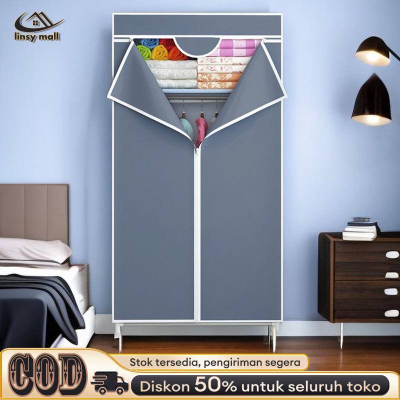 Jual Lemari Pakaian Kain Lemari Portable /3 sekat lemari baju/Kain ...