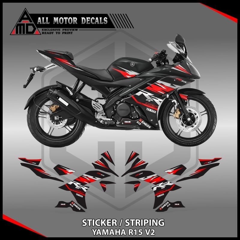 Jual Striping Yamaha R15 V2 Grafis RR Custom / Decal Stiker R15 Versi ...