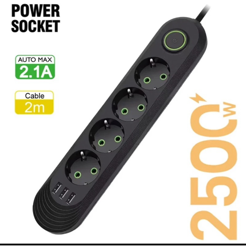 Jual Stop Kontak USB 3 Port Kabel Serbaguna Multiguna Panjang 2 Meter Power 3 Socket 4 Socket ...