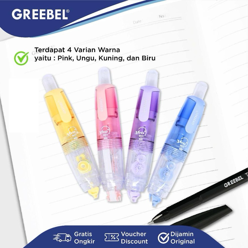Jual GREEBEL Correction Tape GCT-601 Lucu Pastel / Tip-ex Kertas Roll ...