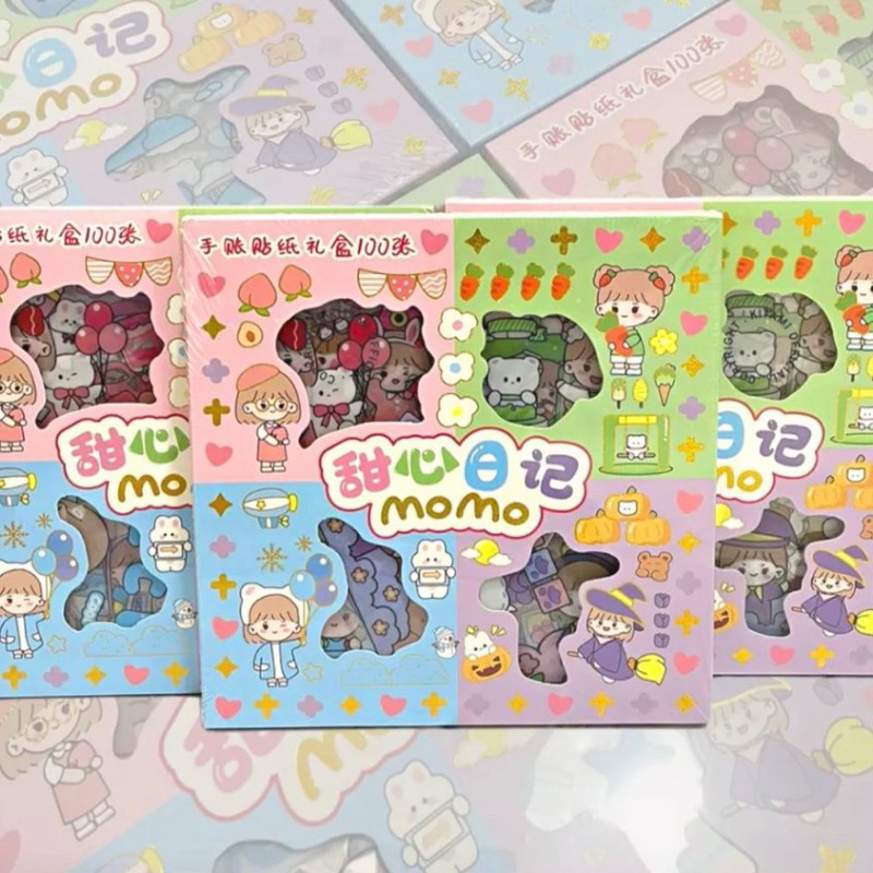 Jual Stiker Momo Besar warna Mix isi 100pc / STICKER MOMO AESTHETIC DIY ...