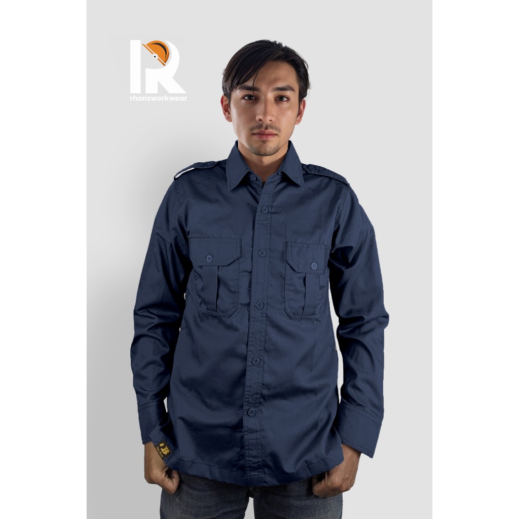 Jual KEMEJA POLOS NAGATA WARNA NAVY/ baju lapangan/ outdoor/ PDL/ PDH ...