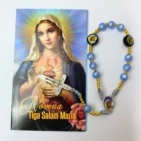 Jual bundle doa rosario novena tiga salam maria MOTE LILIN PAREL METALIK BIRU dan panduan doa ...