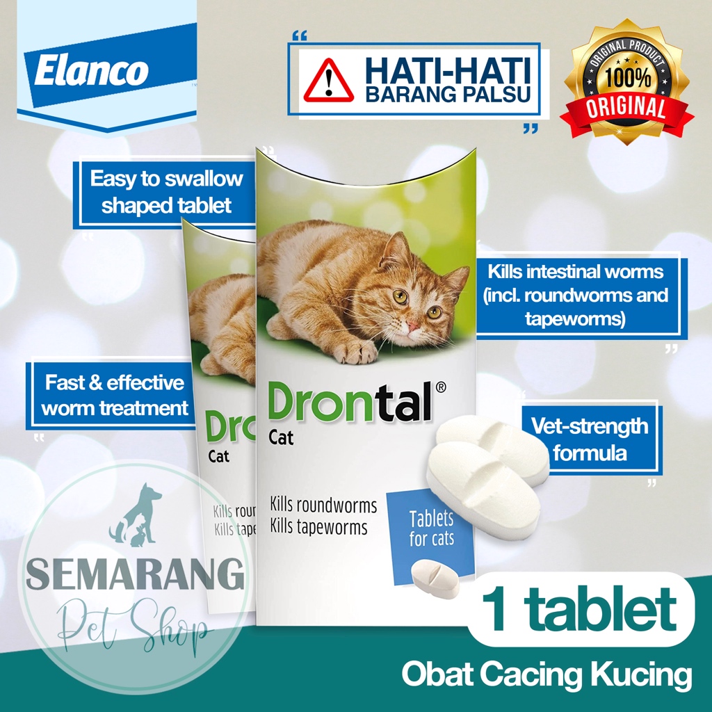 Jual OBAT CACING KUCING | DRONTAL Cat Deworming Medicine by ELANCO ...