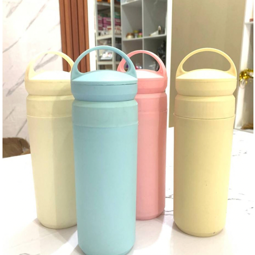 Jual BOTOL KACA PEGANGAN TRAVEL HOOK TENTENG POLOS MACARON PASTEL 420ML ...