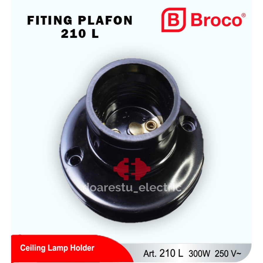 Jual BROCO Fiting Tempel Hitam 210L Fitingan Plafon Broco Hitam E27 ...