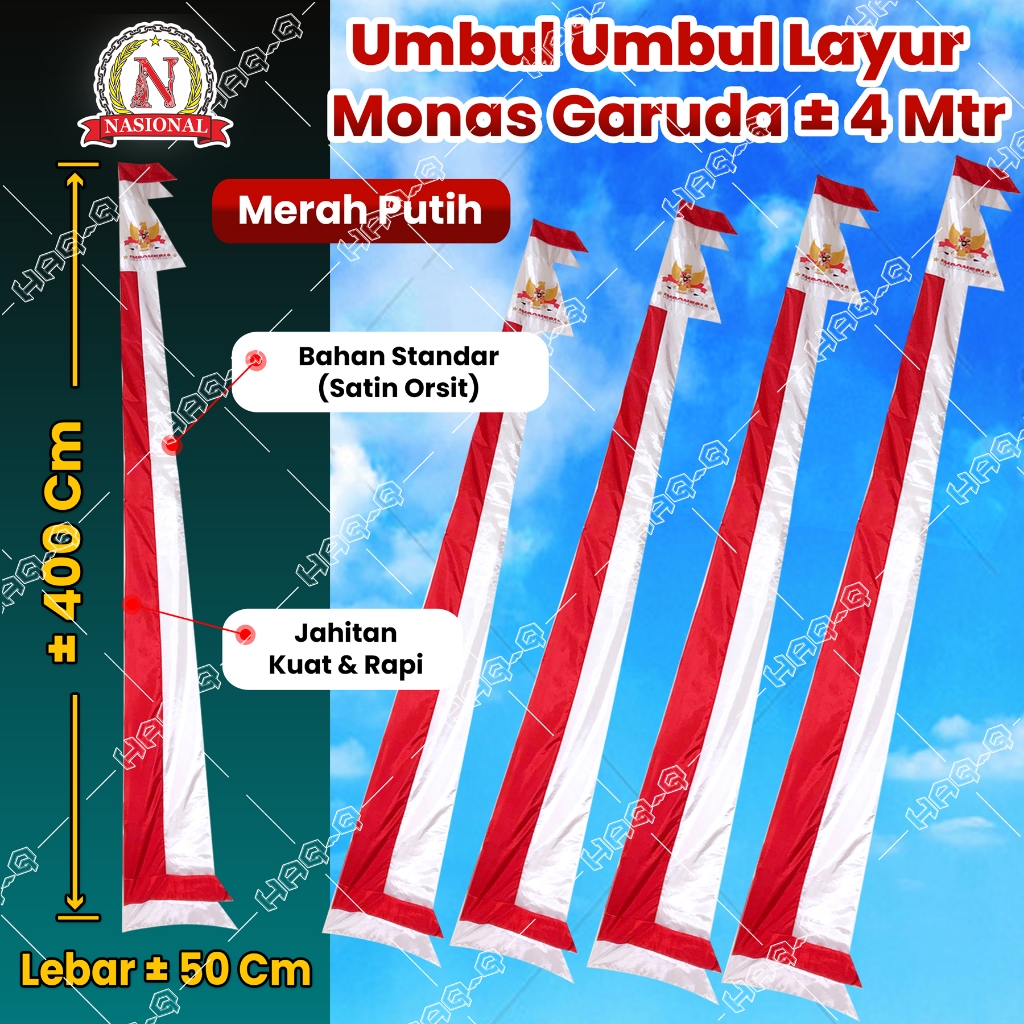 Jual Bendera Umbul-Umbul Layur Monas Garuda " produk NASIONAL" (panjang ukuran 4 meter tipe ...
