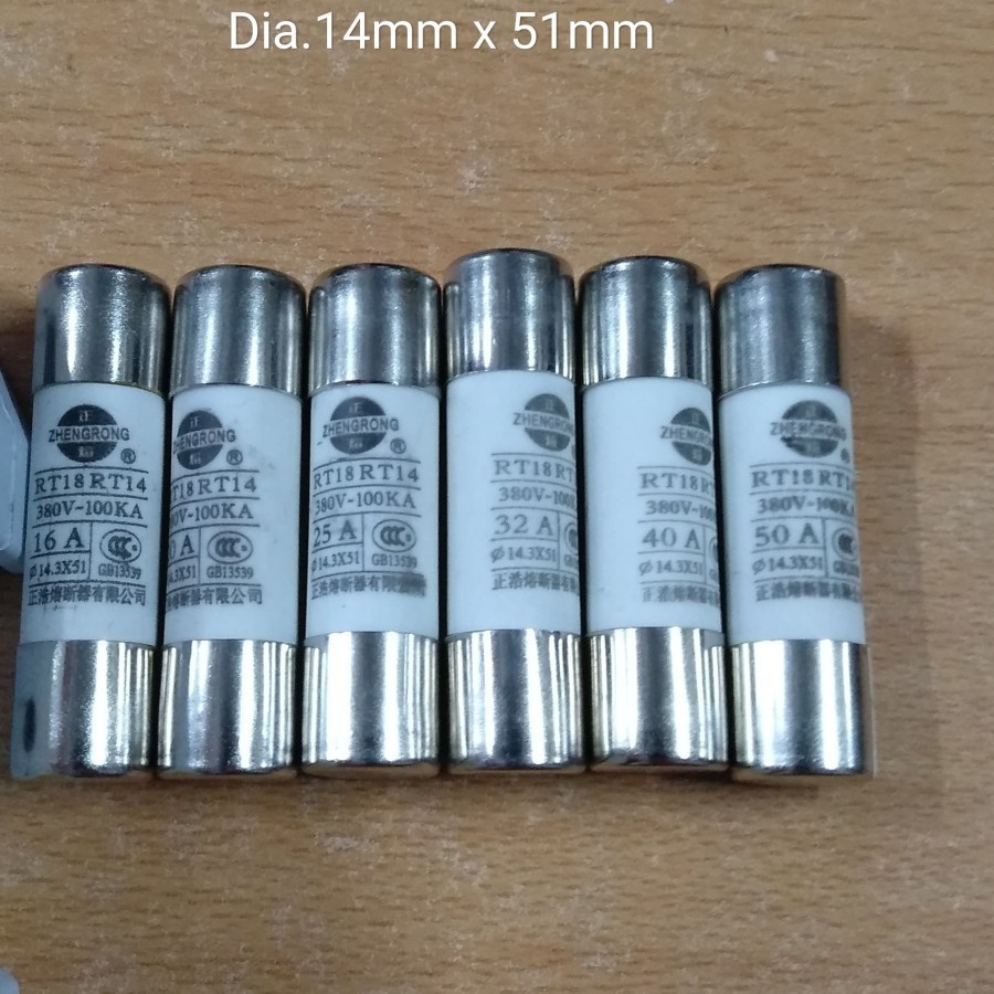 Jual fuse ceramic rt18_rt14 14x51_380v 2a4a6a10a16a20a25a32a40a50a ...