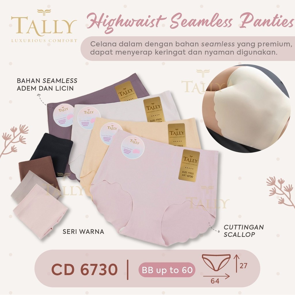 Jual 3PC TALLY CD 6730 Celana Dalam Wanita Bahan Nylon Seamless Motif High Waist | Shopee Indonesia